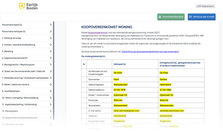Geautomatiseerde koopovereenkomst in 1 klik | Eerlijk Bieden